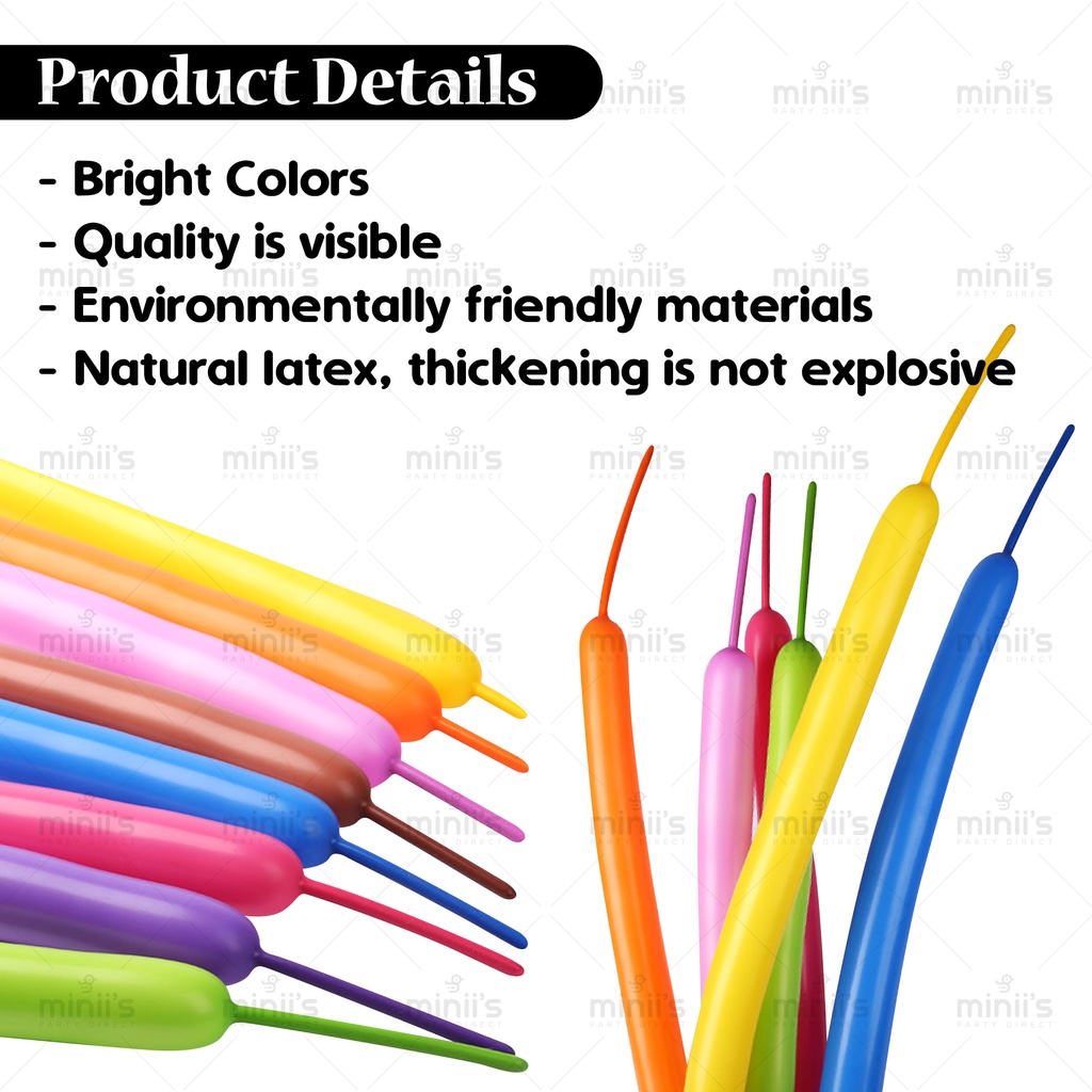MINIIS PARTY 10pcs Long Balloon 260 Balloon Long Ballon Panjang Twist ...