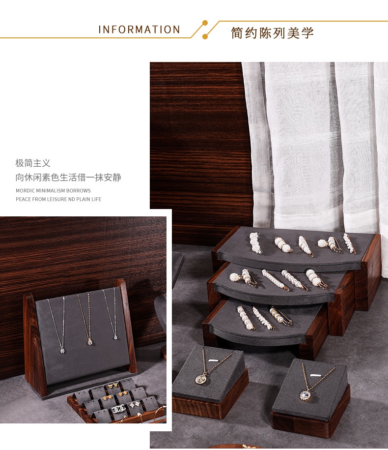 Jewelry Display Props Pendant Necklace Display Stand Solid Wood Ring ...