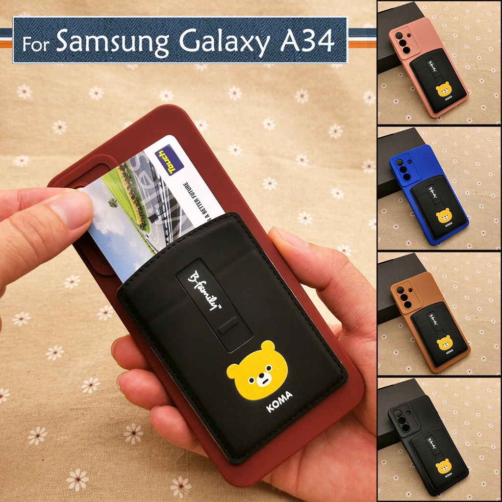 Samsung Galaxy A34 Simple Cute Card Holder Back Silicone Case TPU Soft ...