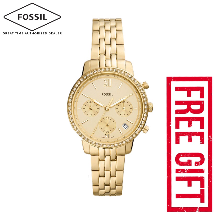 Fossil ES5219 Women's Neutra Chronograph Gold-Tone Stainless Steel ...