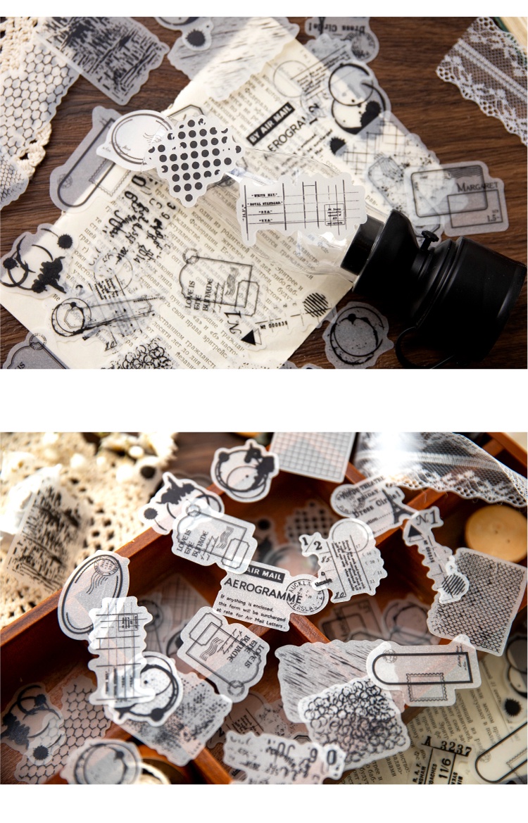 JIANWU 40 Sheets Nostalgic Records Series Vintage Label Material ...