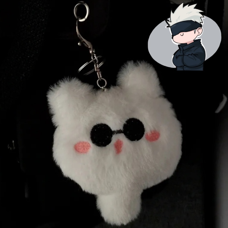 Anime Jujutsu Kaisen Gojo Satoru Cat Plush Keychain Cute Embroidery ...