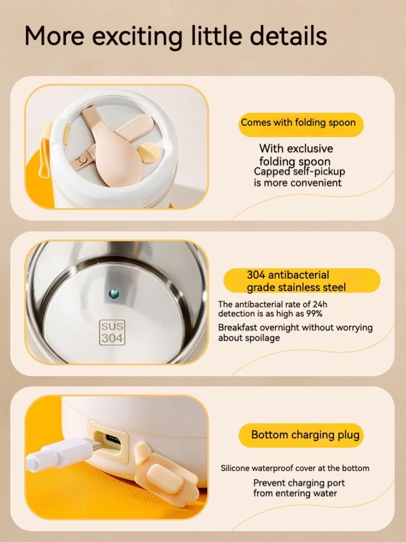 Constant Temperature Breakfast Cup 304 Stainless Steel Pluggable USB ...