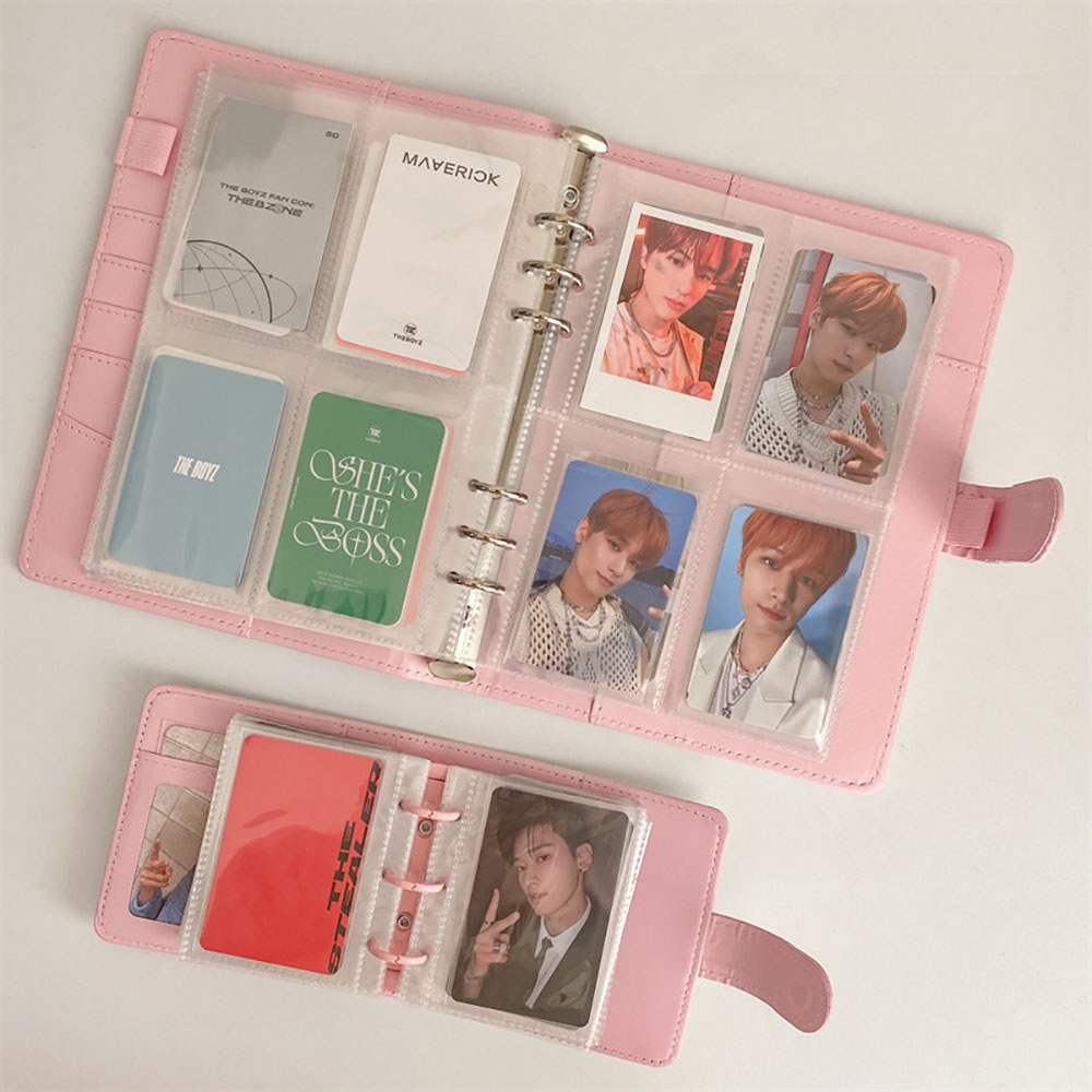 A5/A7 3 inch Collbook 6 Ring PU Leather Glitter Binder Refillable ...