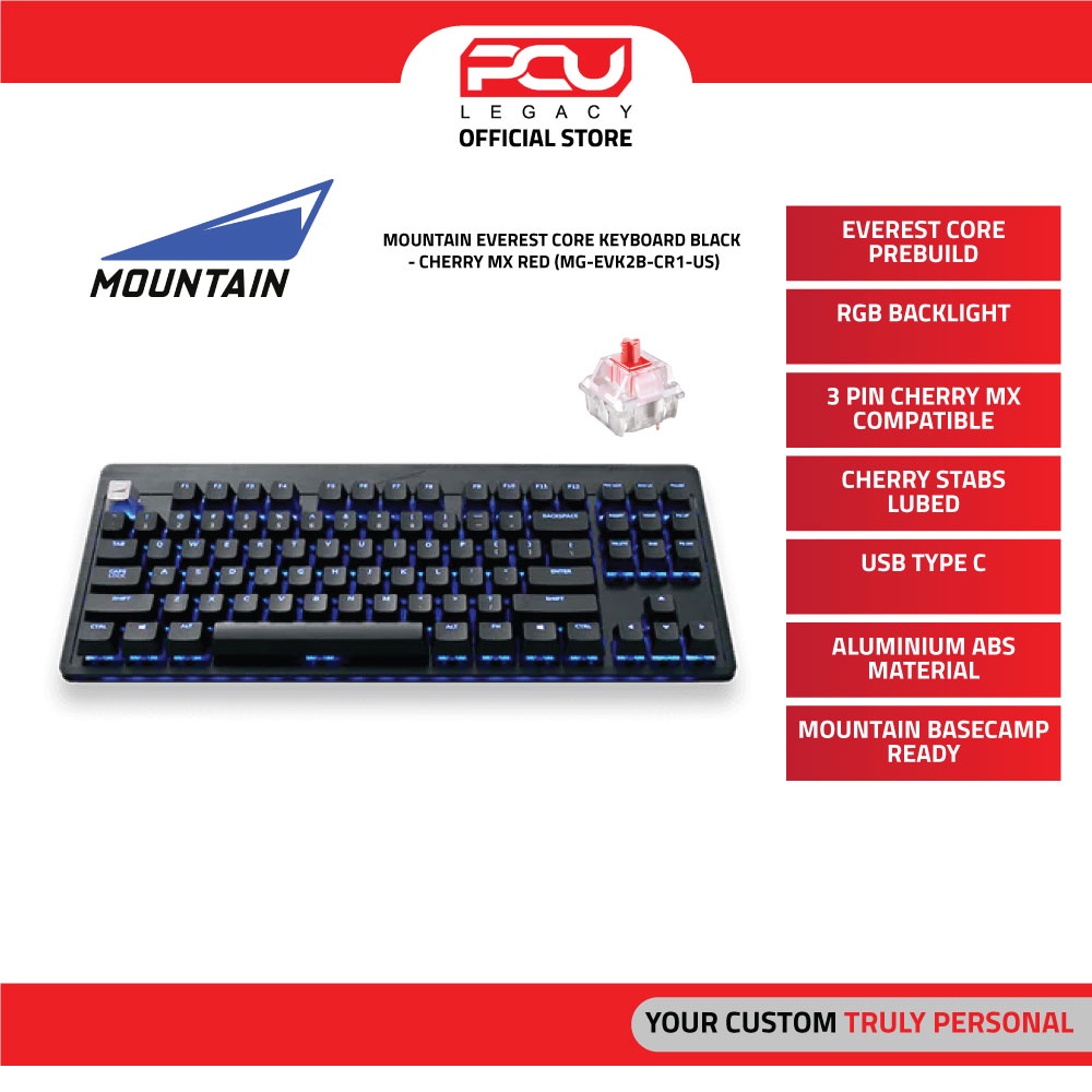 MOUNTAIN EVEREST CORE KEYBOARD BLACK - CHERRY MX RED (MG-EVK2B-CR1-US ...