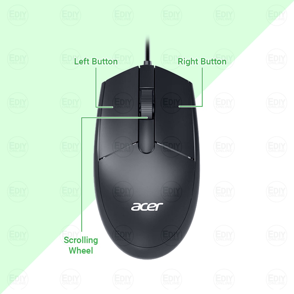 ACER USB WIRED MOUSE OPTICAL MICE OFFICE DESKTOP COMPUTER NOTEBOOK ...