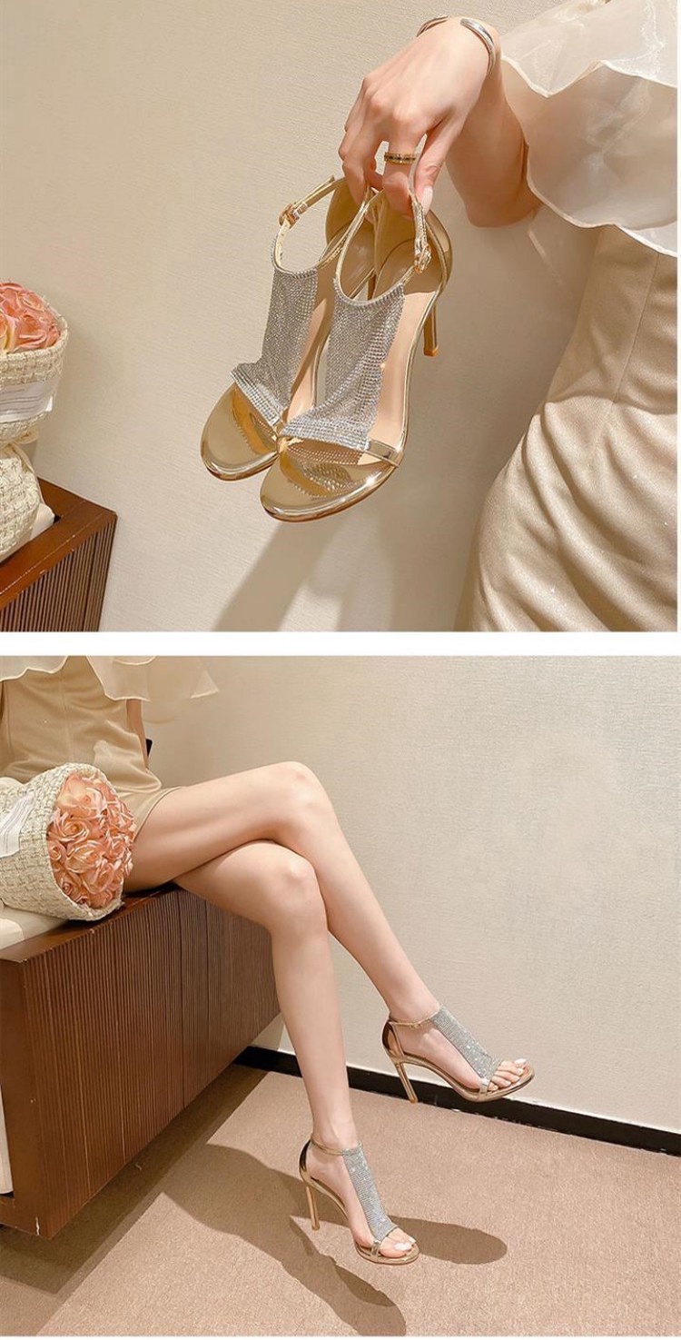 Women Fashion Rhinestone Sexy High Heels Rounded Toe Stiletto Heels ...