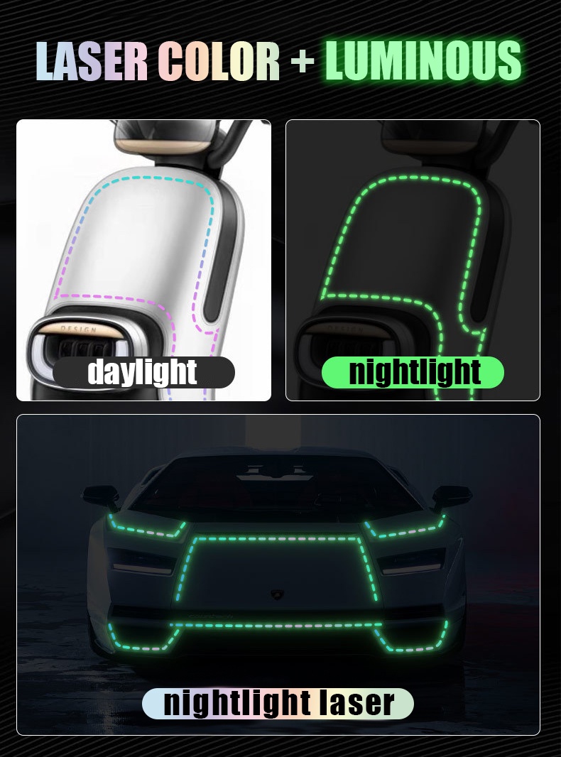 60cm Laser Color Dashed Line Car Sticker / Scooter Reflective Body ...