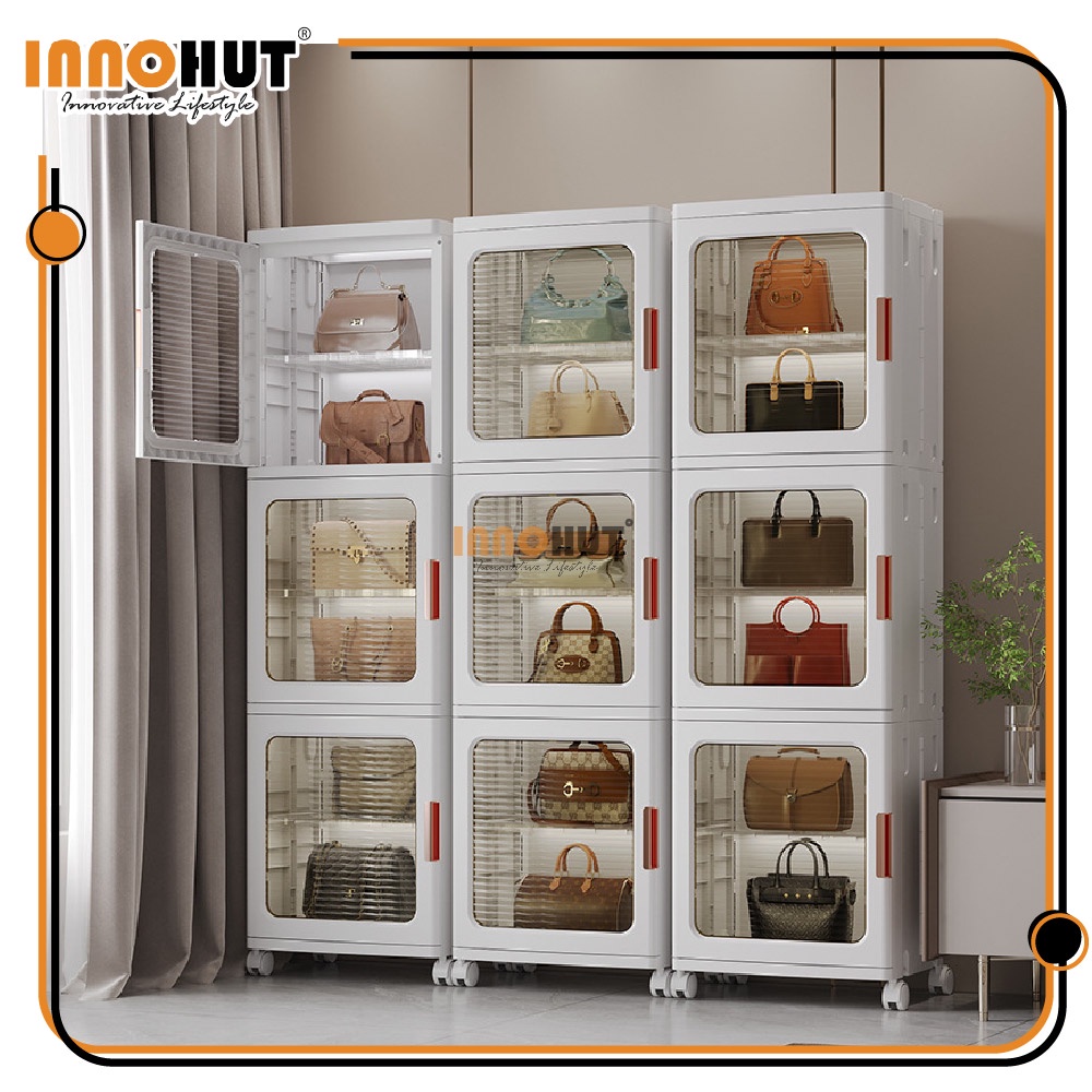 [1-4 Tiers] Innohut Stackable Storage Box Rack Organizer Wheel Cabinet ...