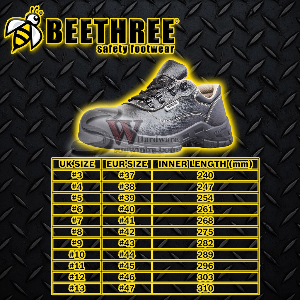 BEETHREE BT8831 4.5INCHES LOW-CUT LACE-UP SAFETY SHOES BT-8831 (Size ...