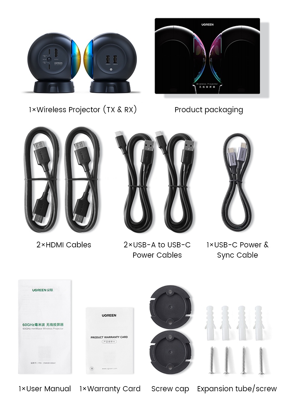 UGREEN 4K Wireless HDMI Transmitter And Receiver Miracast 30m 0 Latency ...