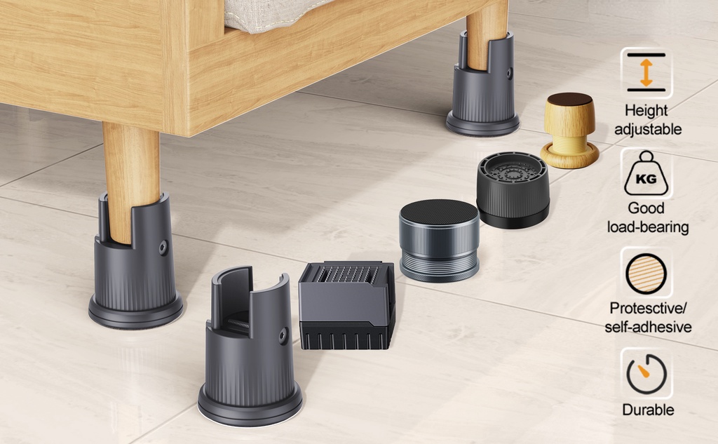 OATSBASF Adjustable Width Bed Risers Furniture Riser Support Foot Pad ...