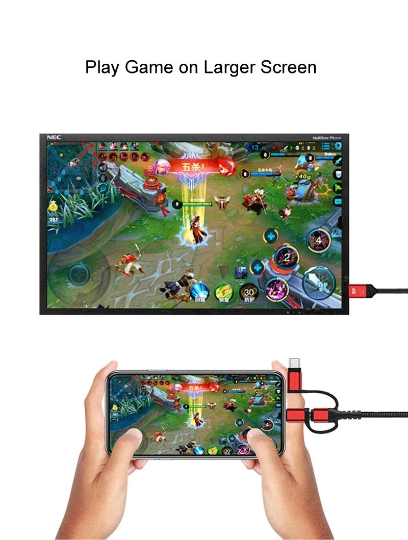 HDMI Cable Type C Micro USB 3.0 HDMI Audio Cable Phone Screen Connect ...