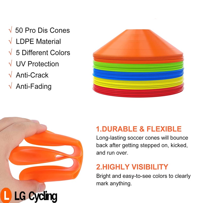 50pcs Football Training Cones Disc Cone Sets Free Holder And Bag Soccer Cones Training Cone ...