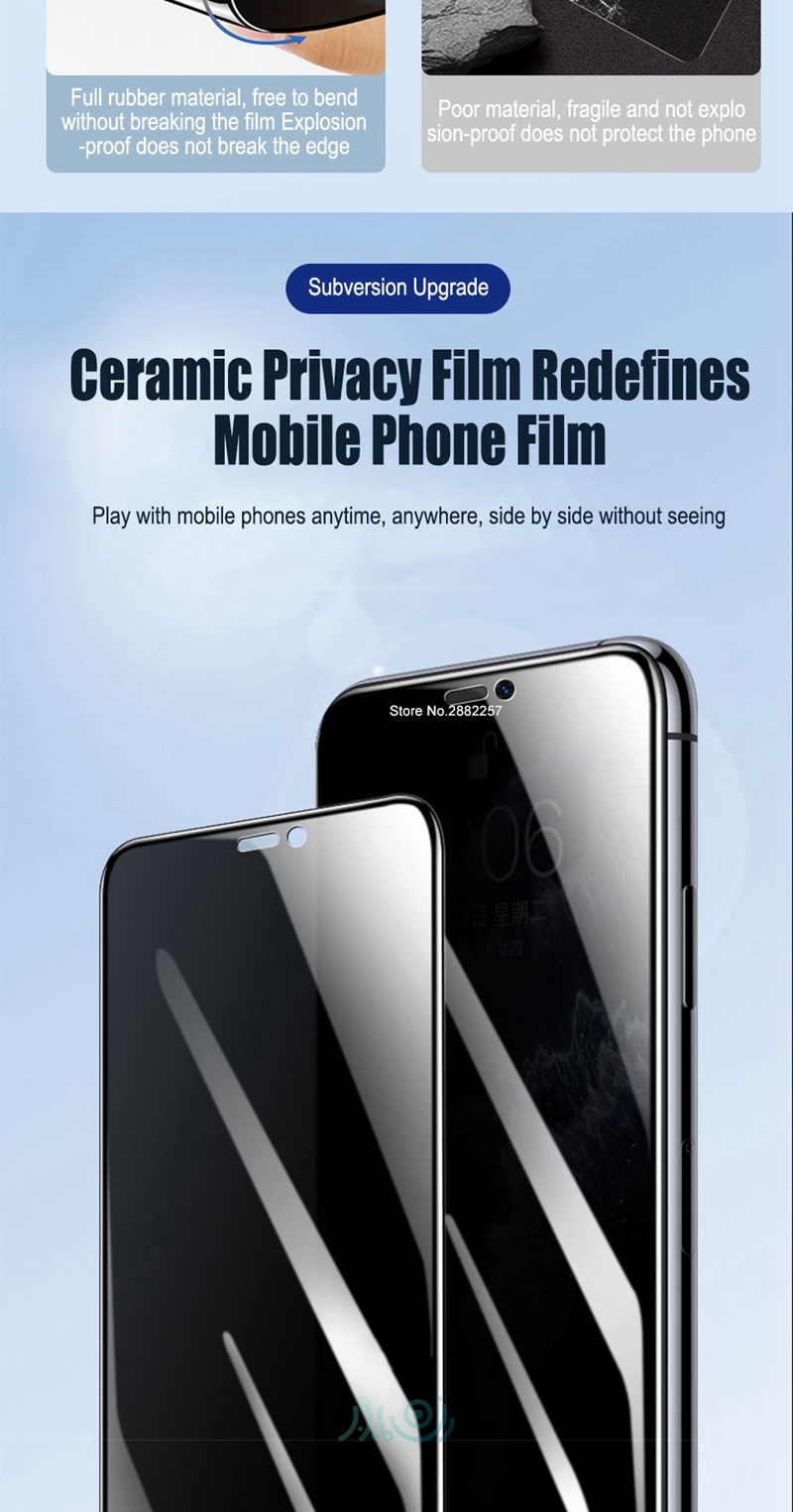 2Pcs Ceramic Privacy Screen Protector for iPhone 13 12 11 14 15 16 17 ...