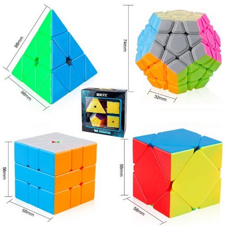 Moyu Cube Set Brain Teaser Stickerless Gift Box 4 in 1 Magic Cube ...