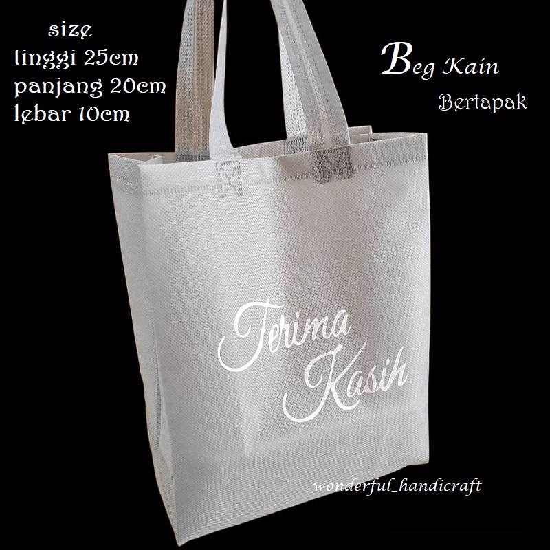 10pcs Beg Kain Bertapak Muat Bekas Nasi Tebal Goodies Bag Printed ...