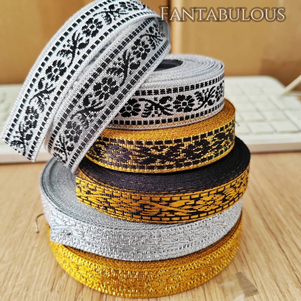 (meter) Jacquard Border Lace Songket Lace Songket Trim #9164 Renda Baju ...