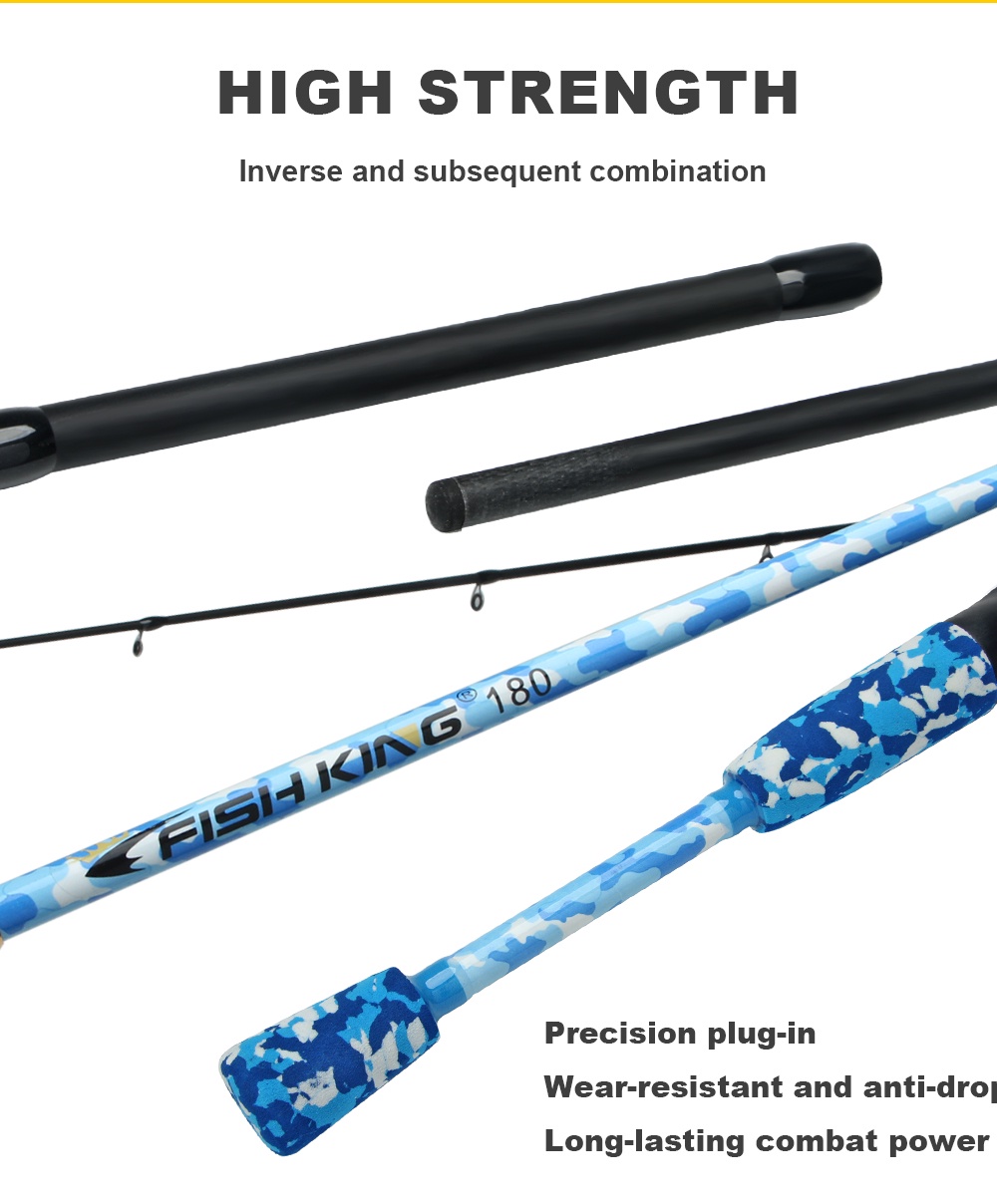 FTK Fishing Rod 2 Sections Casting Lure Pole Rod Camo Blue Glass Fiber ...
