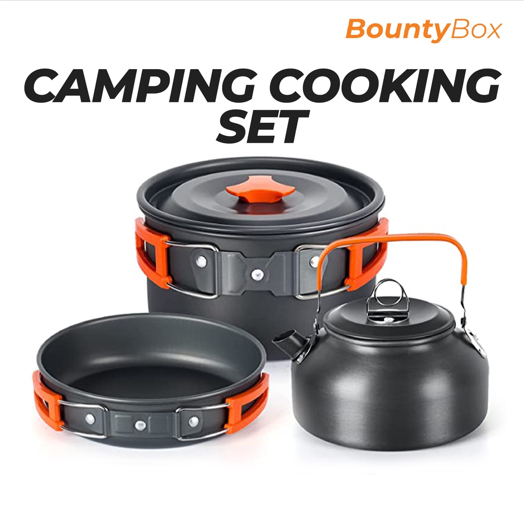 Camping Cooking Set 3 Free Bag Frying Pan Teapot Kettle Cookware Periuk ...
