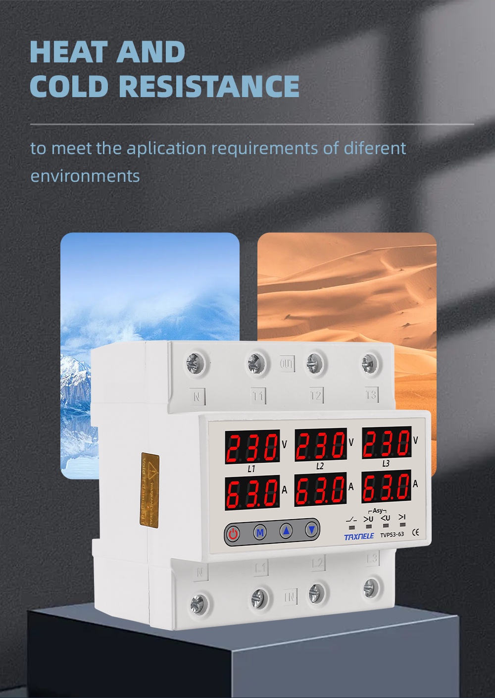 Three Phase Voltage Current Relay Protector 100A 63A 60A 220VOver Under ...