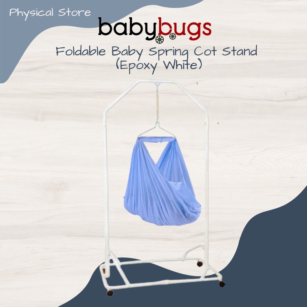 Bugs Foldable Baby Spring Cot Stand (Epoxy White) Package Buaian / Besi ...