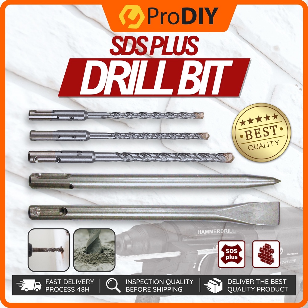 SDS Plus Alloy Hammer Drill Bit Flat Moil Point Concrete Wall Brick ...