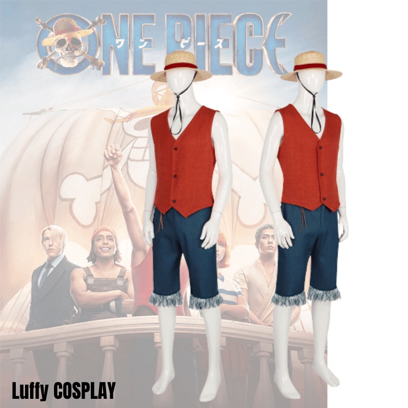 One Piece Luffy Real-life Movie Costume For Men Pirate King Wano ...