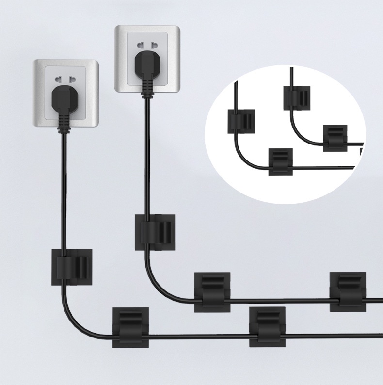 New 20/50 pcs Cable Clips Self Adhesive Cord Management Black Wire ...