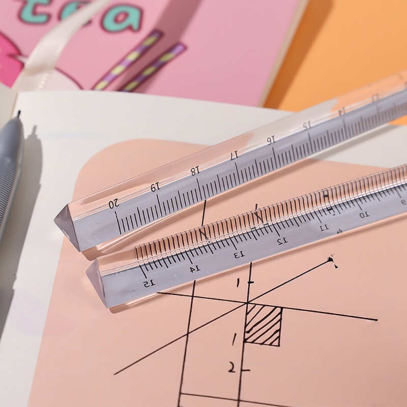 15 / 20cm Simple Transparent Trigonometric Ruler Plastic Student ...