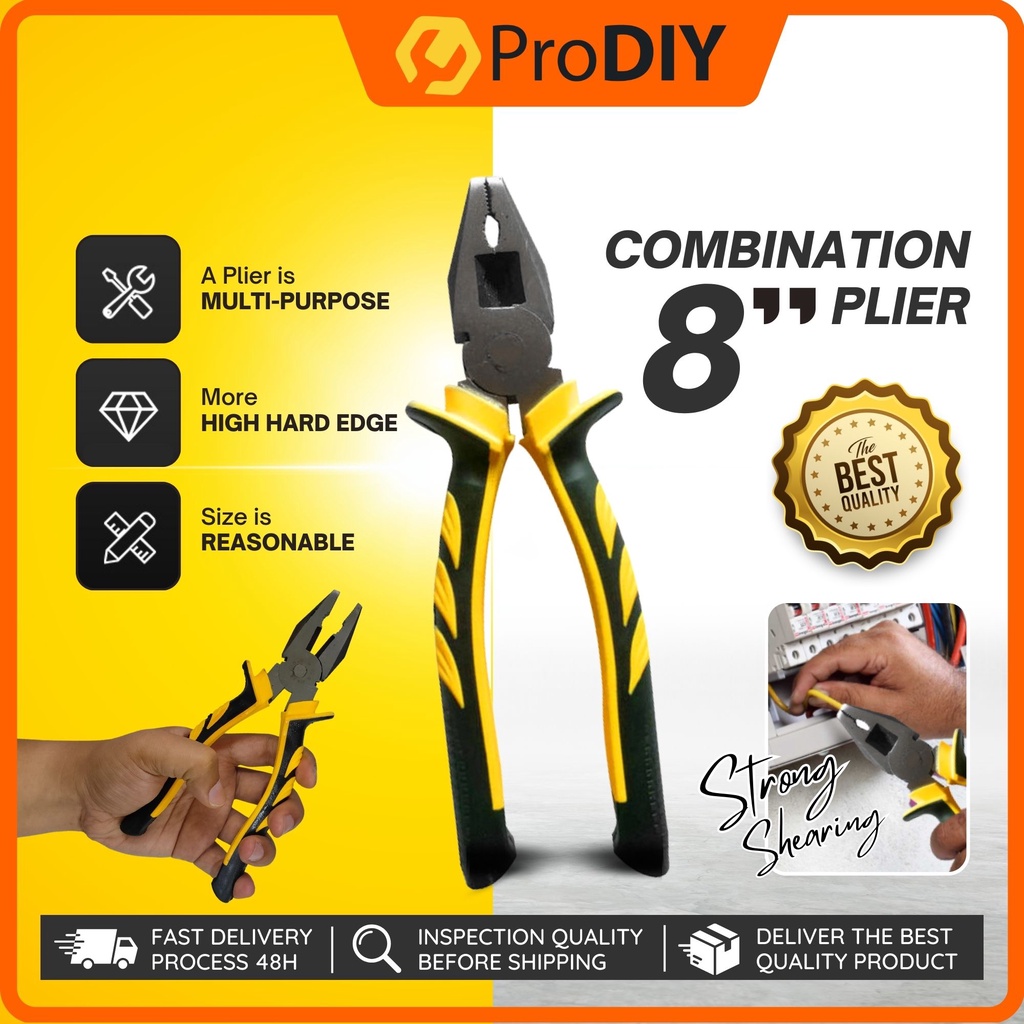 8inch Combination Plier Heavy Duty Pliers Soft Grip Plier Steel Multi ...