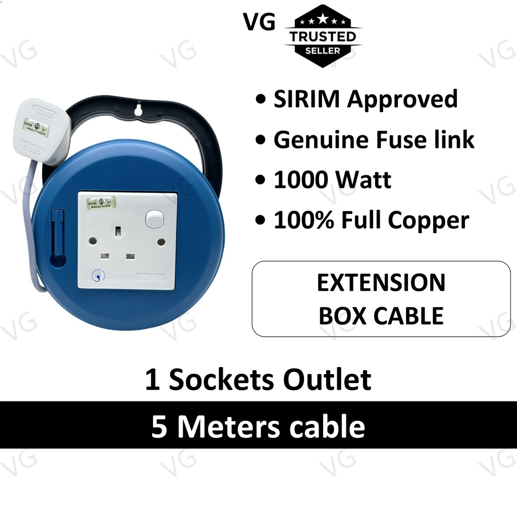 [100% Original] KX 1 Gang Way 5 meter Cable Reel Box extension socket ...
