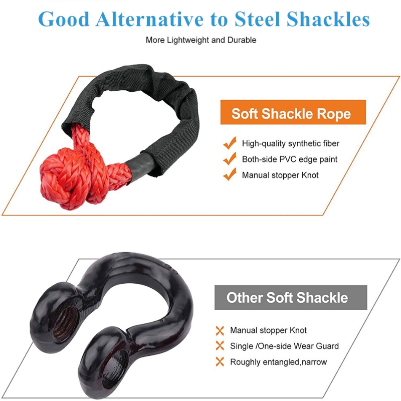 Synthetic Off Road Trailer Rope 1/2inch x 22inch Soft Shackle 38000 ...