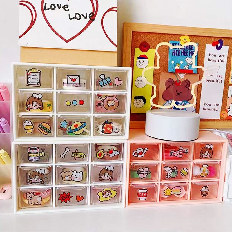 Stackable 6 / 9 Slot Mini Drawer Storage Box Cosmetic Jewelry ...