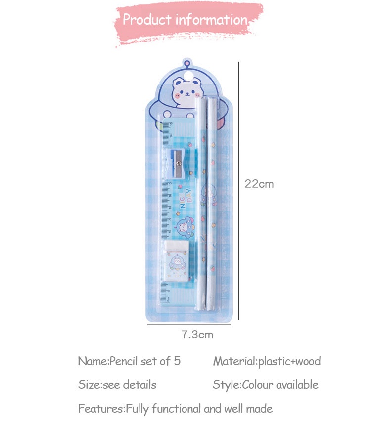 5 in1 Learning Stationery Set Pencil Gift Box Pack Primary School ...