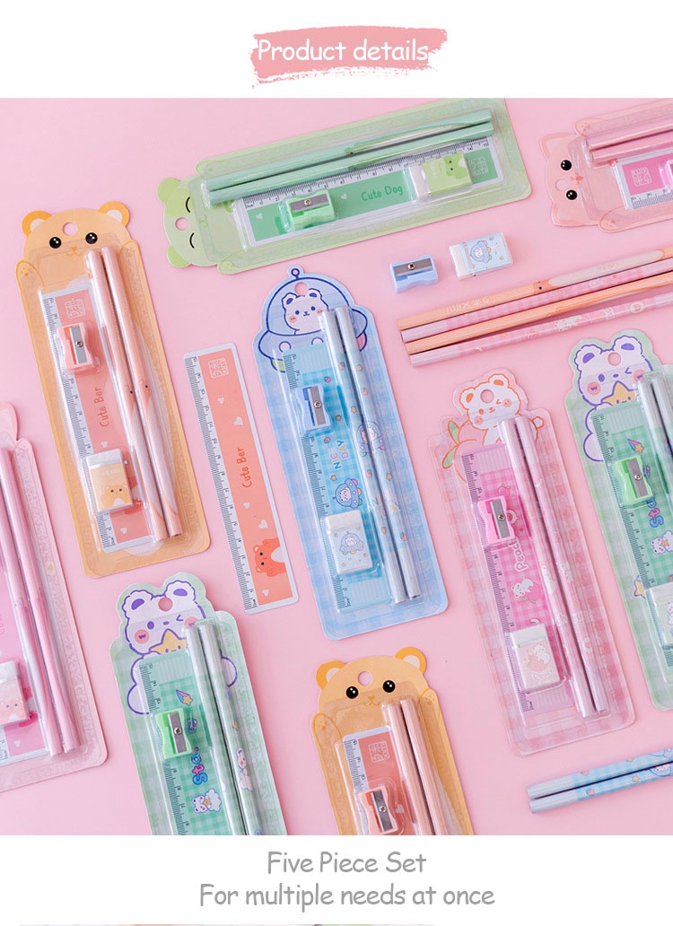 5 in1 Learning Stationery Set Pencil Gift Box Pack Primary School ...