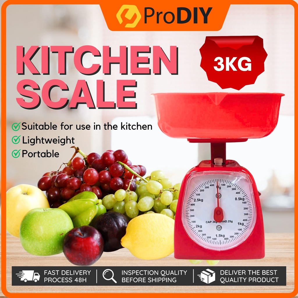 Kitchen Scale Home Portable Lightweight 3kg Analog Weighing Measure ...