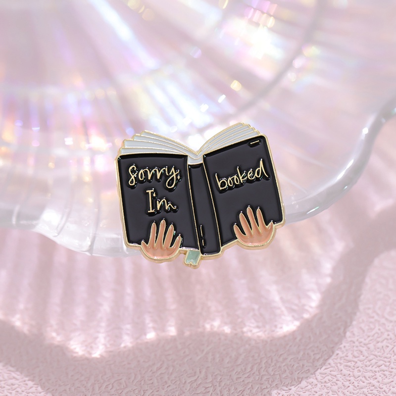 Cartoon Cute Book Lapel Pin Page-turning Book Flowers Ribbon Metal ...