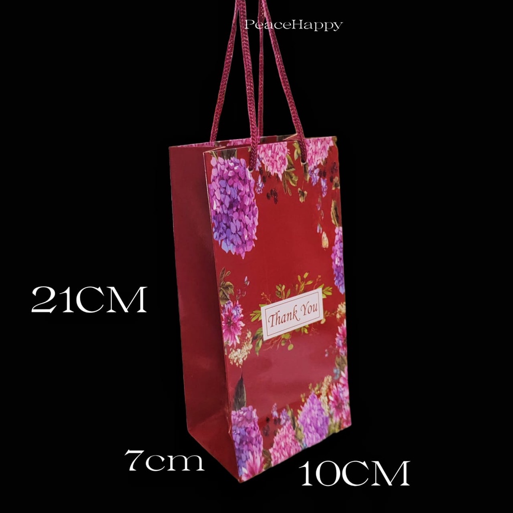 100PCS PAPER BEG FLORAL PRINTED 21CM X 10 CM X 7CM Paper Beg Air Kotak ...