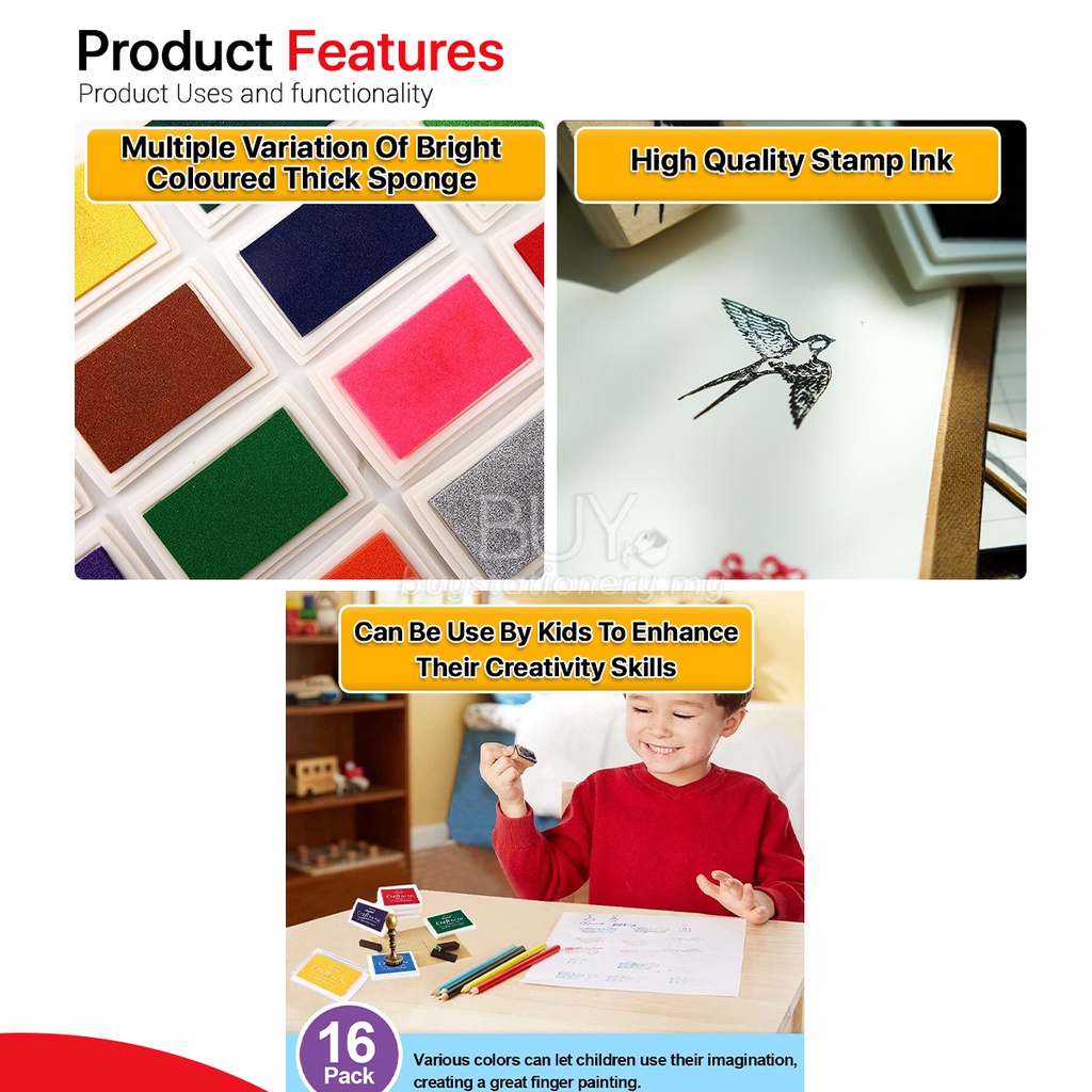 15 Colors Craft Ink pad Rubber Stamp Oil Based Stamp Chop Children JA05 ...
