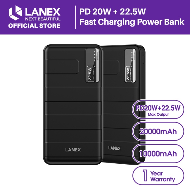 LANEX LP15/LP16 22.5W + PD 20W FAST CHARGING POWER BANK 10000MAH ...