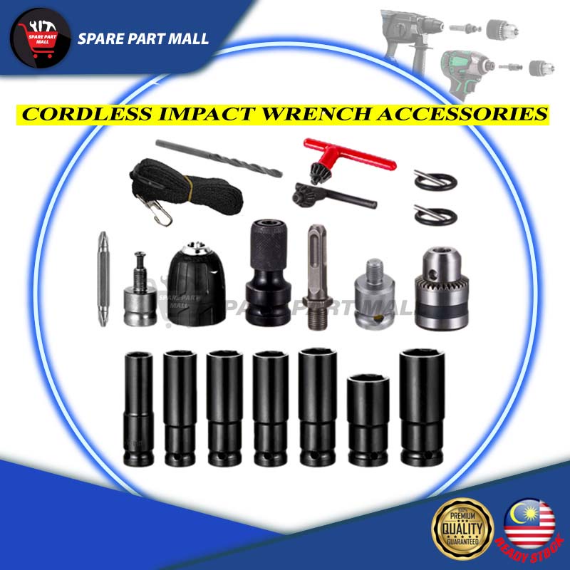 SPARE PART: CORDLESS IMPACT WRENCH: SOCKET & ADAPTOR / KEY KEYLESS ...