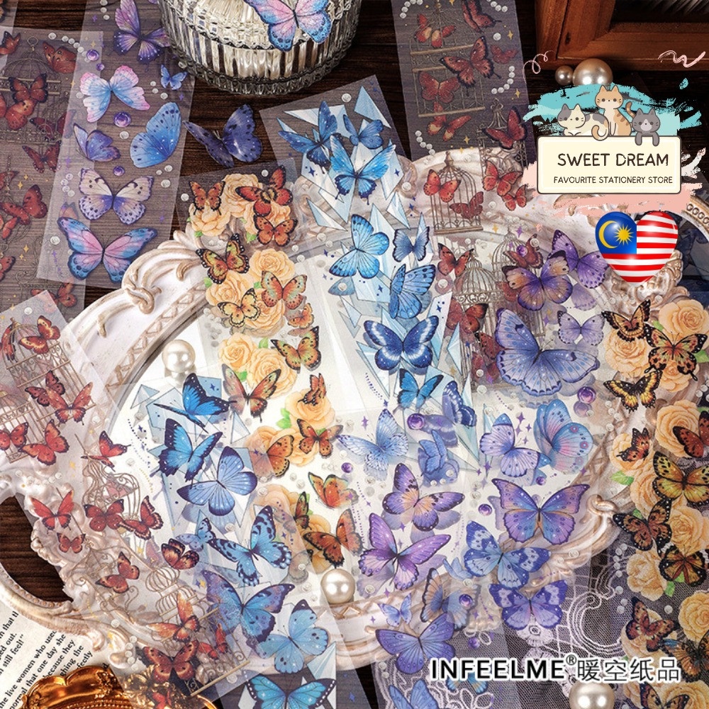 Infeel.me 3 sheets PET Hundred Butterfly Tuling Series Sticker DIY ...