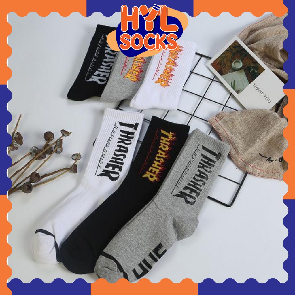 Ready Stock HYL 1 Pair of THRASHER Flame Pattern Crew Socks for Men Women Sock | Shopee Malaysia