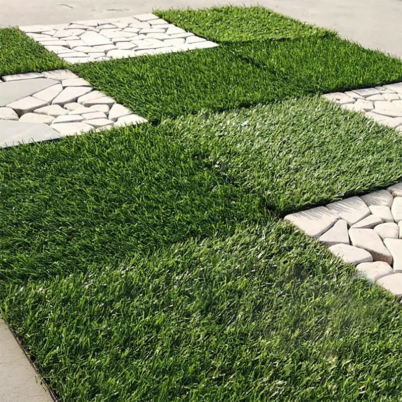 Artificial Green Grass Mat Carpet Interlocking Floor Tiles Home Garden ...