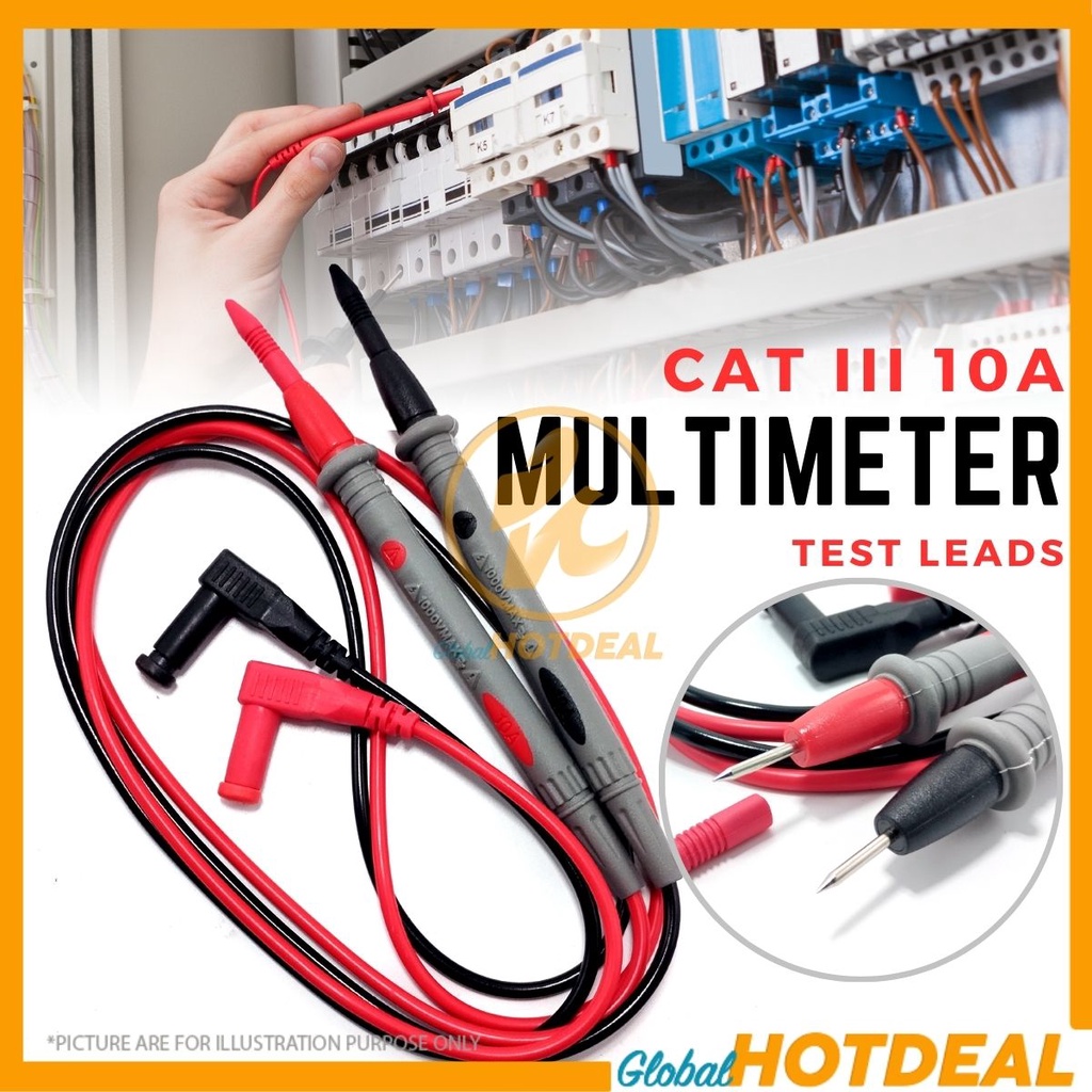 PAIR CAT III 1000V 10A Universal Digital Multimeter Test Lead Probe ...