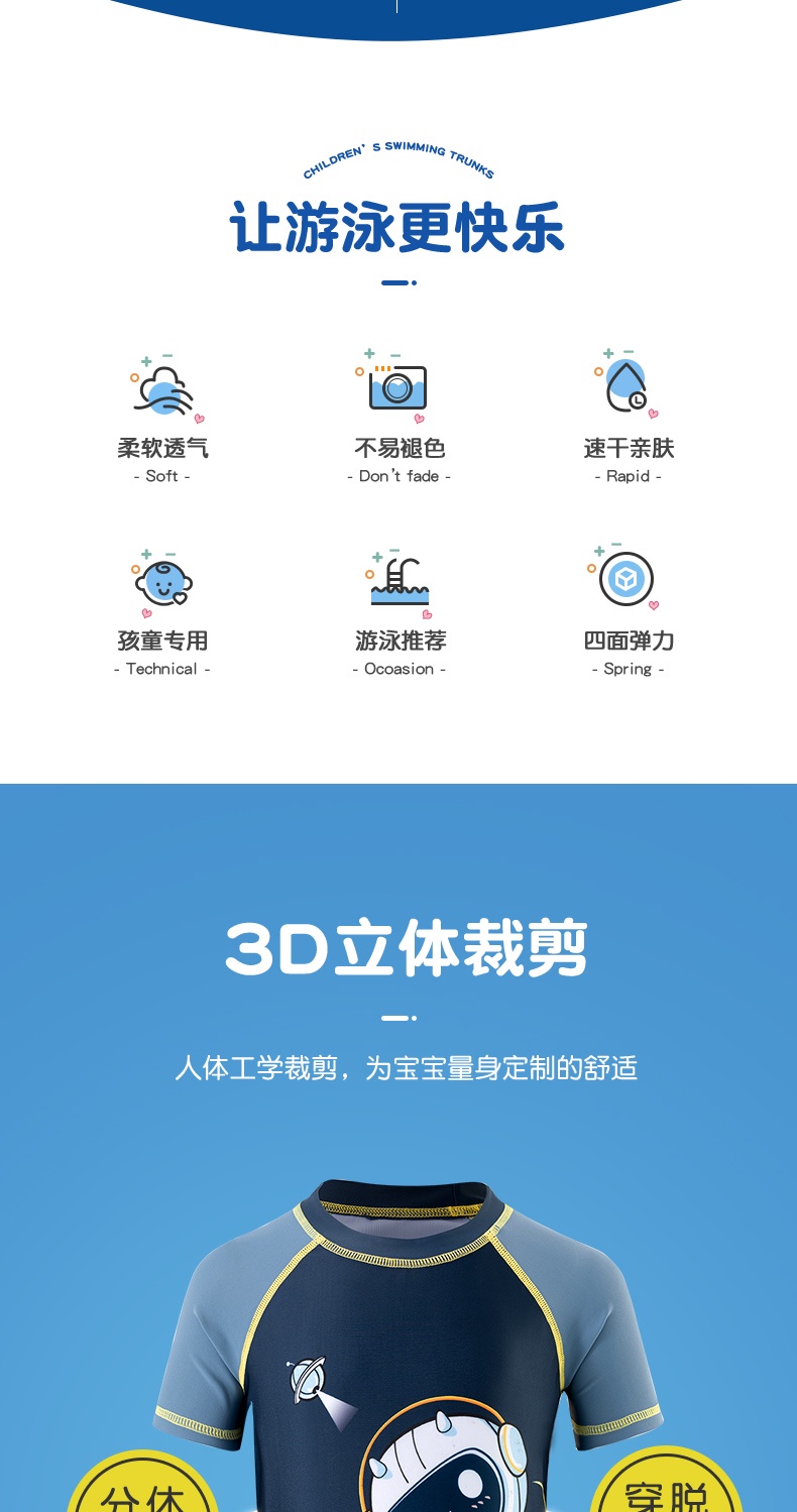 YUKE Swimming Suit Kid Swimming Pool Two Piece Sun Protection Swimsuit ...