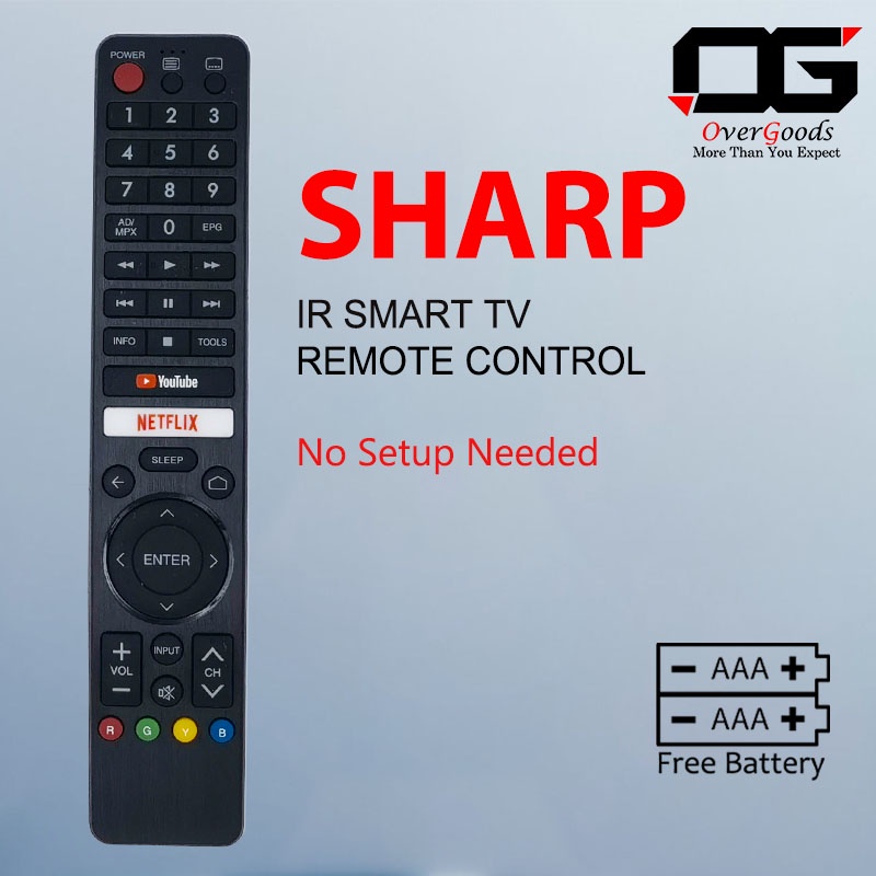 Sharp Repalacement Smart TV Remote Control Youtube Netflix Android GB ...