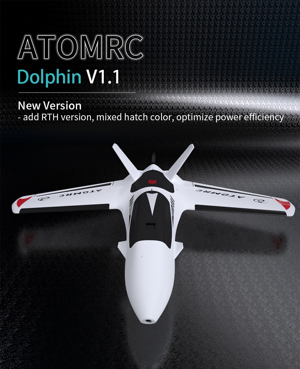 ATOMRC Dolphin V1.1 845mm Wingspan V-tail ARWING FlyWing Fixed-Wing RC ...