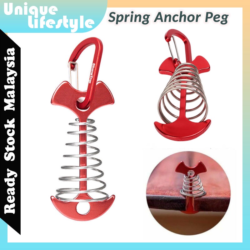 Tent Anchor Pins Spring Buckle Hook Peg Outdoor Camping Aluminium Alloy ...